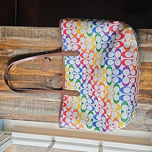 Coach | Bags | Coach Reversible City Tote In Rainbow Signature Canvas | Poshmark
